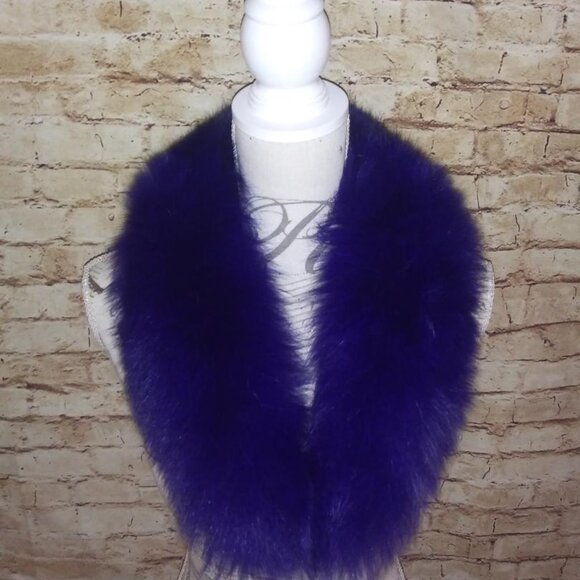 Accessories | New Real Fox Fur Collar Scarf Scarve Blue Lined Fluffy ...
